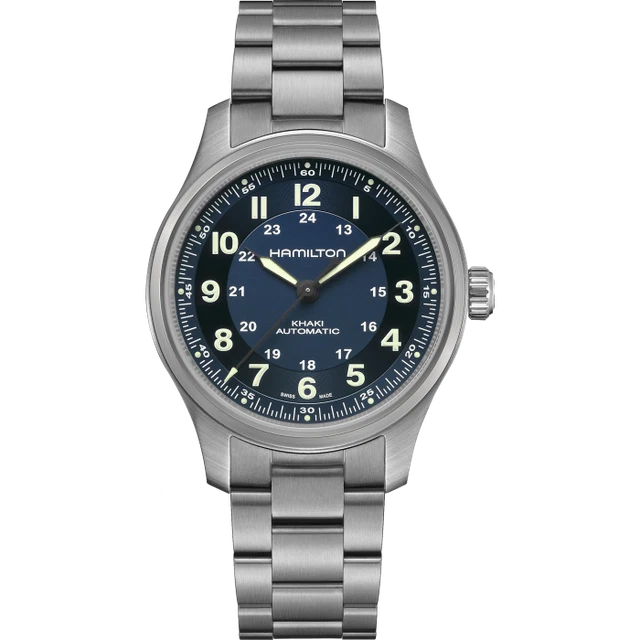 NEW HAMILTON KHAKI Field Titanium Auto Blue Dial Men's Watch H70545140 ...