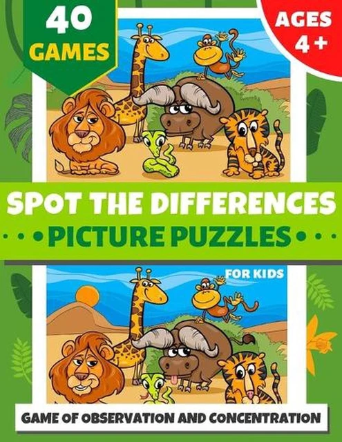 SPOT THE DIFFERENCES Picture Puzzles for Kids: Ages 4 and Up Search and ...