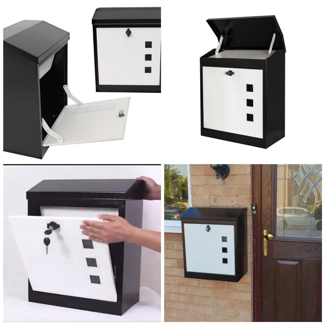 LOCKABLE OUTDOOR SECURE parcel box 2 keys/fixings/huge storage ...