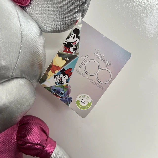 DISNEY 100 YEARS of Wonder Minnie Mouse Plush Silver Pink Metallic ...