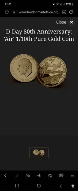 D-DAY 80TH ANNIVERSARY: 'Air' 1/10th Pure Gold Coin £550.00 - PicClick UK