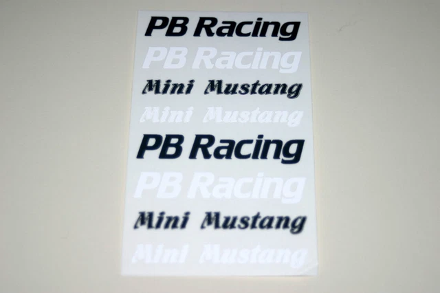PB RACING LOGO Sticker/Decal Set Custom Mini Mustang Maxima PB1 PB0 1/ ...