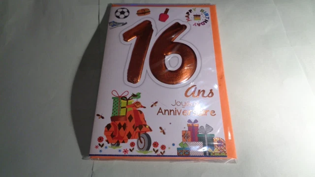 CARTE - JOYEUX Anniversaire - 16 Ans - Carte + Enveloppe - N°235 EUR 2 ...