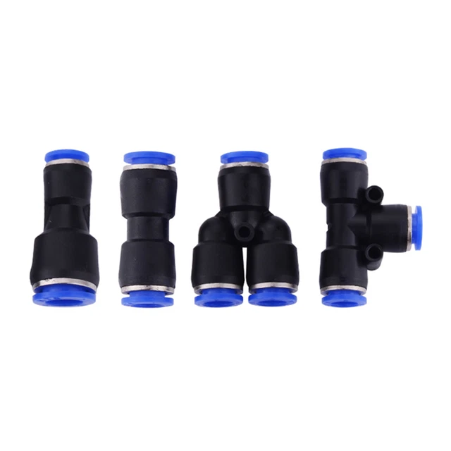PNEUMATIC PUSH IN Fittings Connectors Plastic Adaptor Connector Tube ...