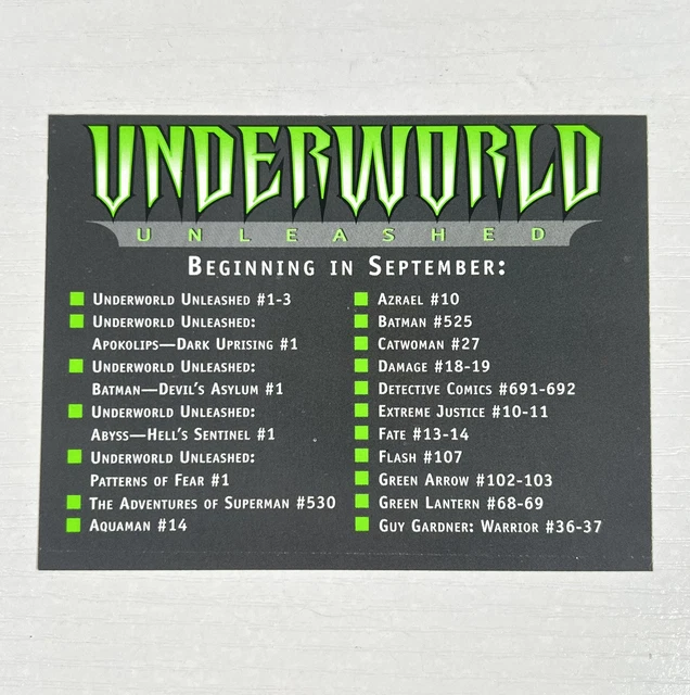DC UNDERWORLD UNLEASHED Comic Book Shop Promo Flyer For September ...