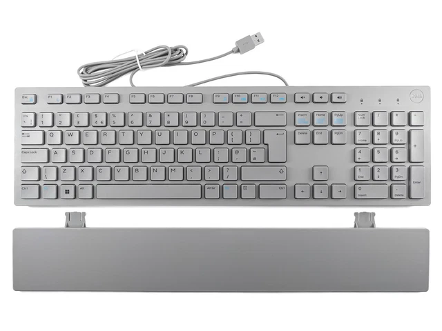 GENUINE DELL USB Keyboard and Palmrest KB216 SLIM UK Layout Grey VTH1Y ...