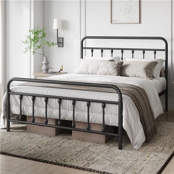 SINGLE,DOUBLE,KING METAL BED Frame with Headboard and Footboard ...