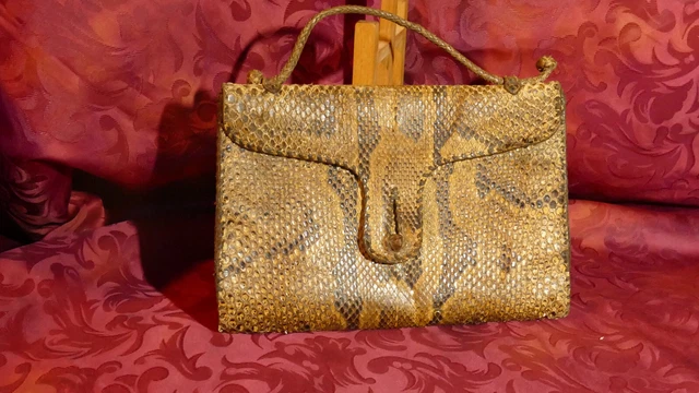 SAC VINTAGE 1960 Cuir Veritable Exotique Serpent Python Ou Boa EUR 34 ...