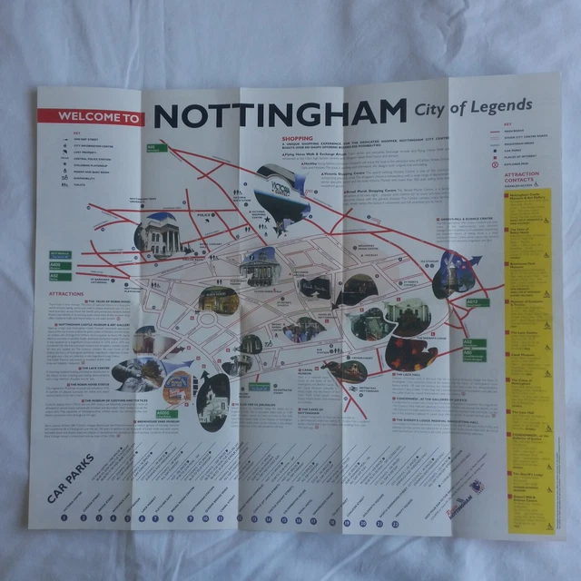 &NOTTINGHAM CITY OF Legends" Leaflet Guide Map Attractions c. 1990s Old ...