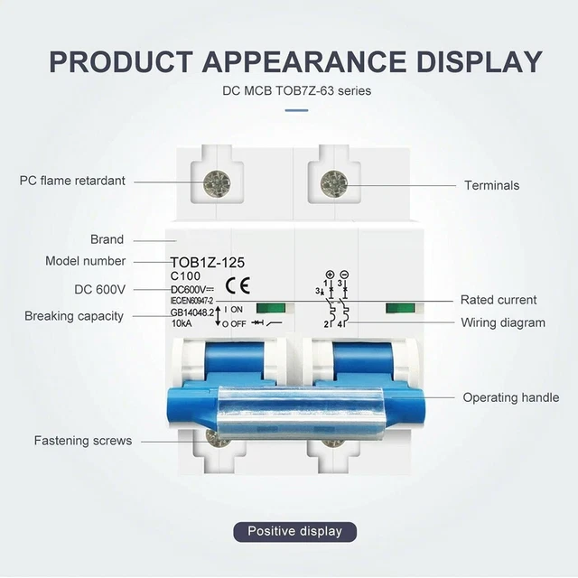 DISJONCTEUR DC MCB For-Solar PV 2P 125A 100A 80A 600V Pv-System Battery-New EUR 32,11 - PicClick FR