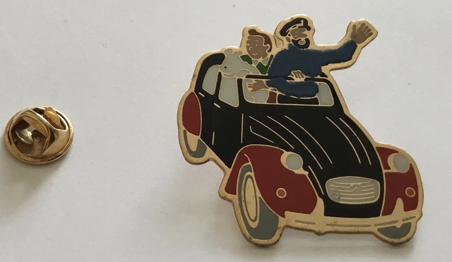 PIN’S PINS BD TINTIN MILOU CAPITAINE HADDOCK en 2CV CITROËN Noire RARE ...