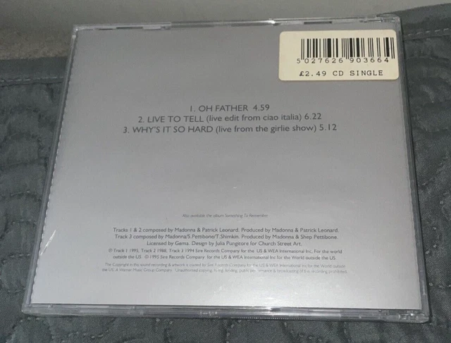MADONNA OH FATHER CD Single Limited Edition UK Release 1995 WO326CDX ...