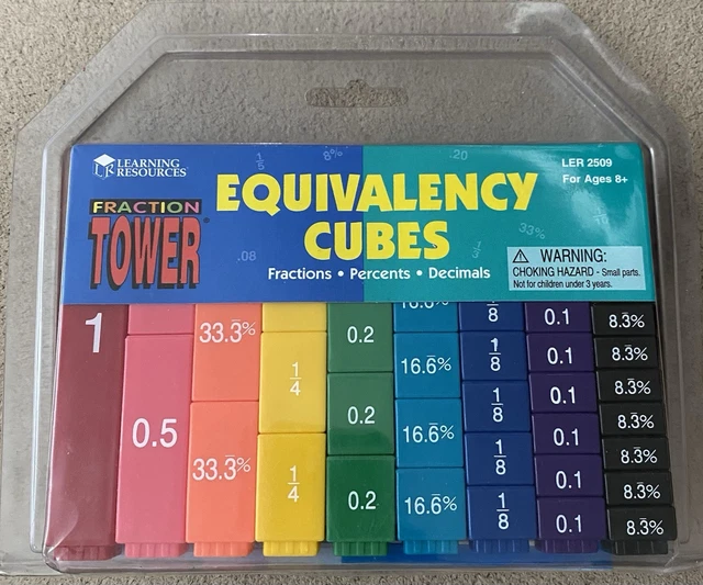 LEARNING RESOURCES EQUIVALENCY Cubes Fractions Decimals 51 Piece ...