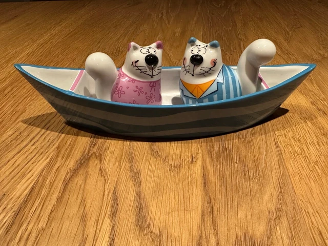 GOEBEL ADAM ZIEGE Salzstreuer Katzen im Boot EUR 40,00 - PicClick DE