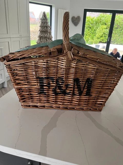 FORTNUM AND MASON LARGE HUNTSMAN HAMPER BASKET WITH RIBBON - 50 x 45 x ...