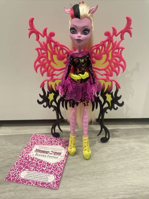 MATTEL MONSTER HIGH Freaky Fusion Hybrids Bonita Femur 2014 Doll Moth ...