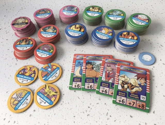 1999 POKÉMON MASTER Trainer Game 'Pogs' Tokens/Discs LOT x 139 Pieces ...