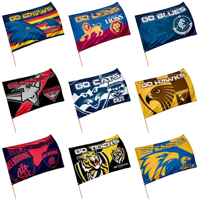 2025 AFL AUSSIE Rules Footy GAME DAY Flag Banner WITH Timber Pole ...