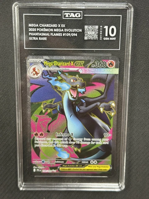MEGA CHARIZARD X EX Pokemon Phantasmal Flames Ultra Rare TAG 10 PSA ...