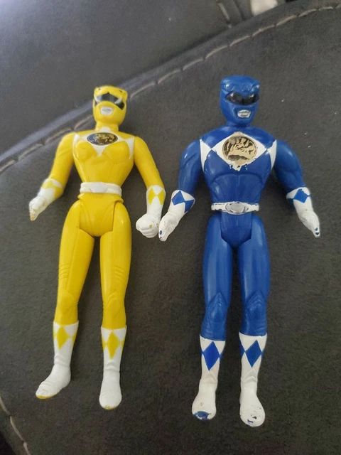 MIGHTY MORPHIN POWER Rangers Yellow and Blue Ranger 4" Figure 1995 ...