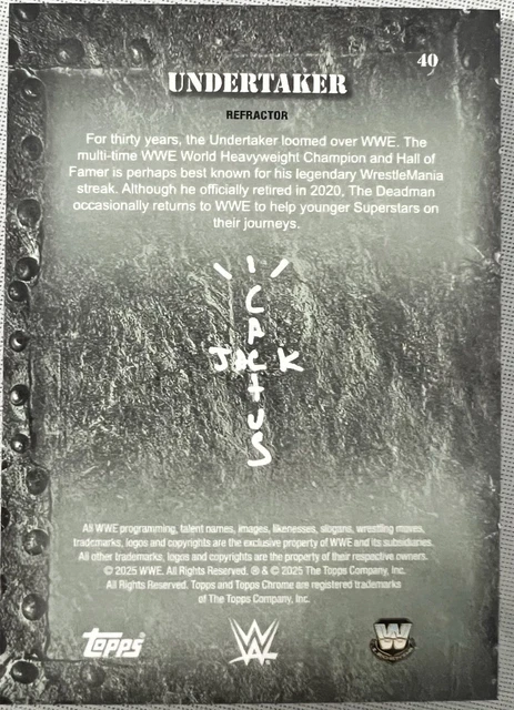 2025 TOPPS CHROME WWE x Cactus Jack Kairi Sane Black & Yellow Refractor ...