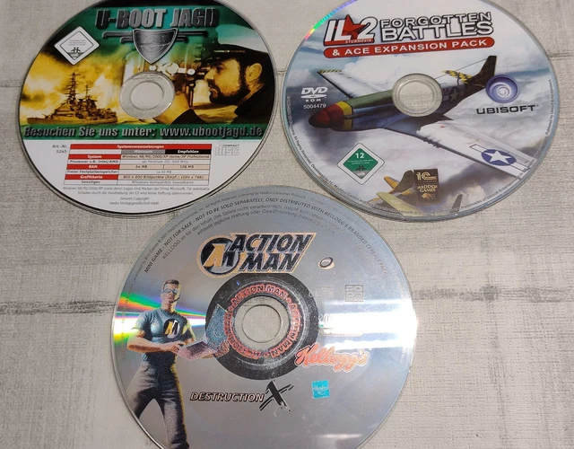 3 PC-SPIELE DVD/CD: U-Boot Jagd, IL2 Forgotten Battles, Action Man ...