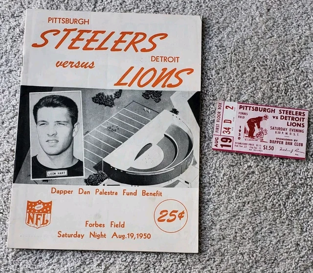 1950 PITTSBURGH STEELERS Detroit Lions Football Program&Ticket Stub ...