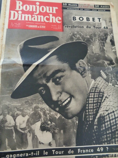 TOUR DE FRANCE 1949 "Bobet + La Carte Du Tour De France " Bonjour ...