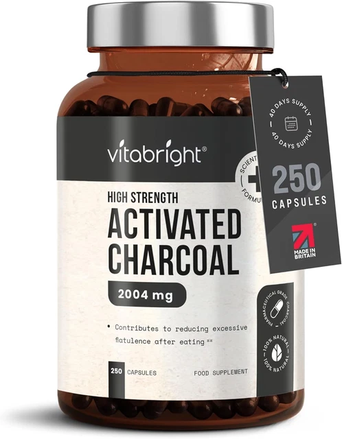 ACTIVATED CHARCOAL TABLETS for Stomach: 250 Coconut Activated Charcoal ...
