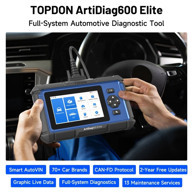 2026 TOPDON AD600 Elite OBD2 Scanner Full System Diagnostic Tool Code ...