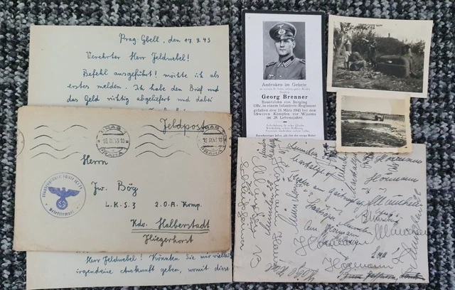 ORIGINAL GERMAN WW2 Soldiers letter PRAGUE 1943..death Card+ Photos ...