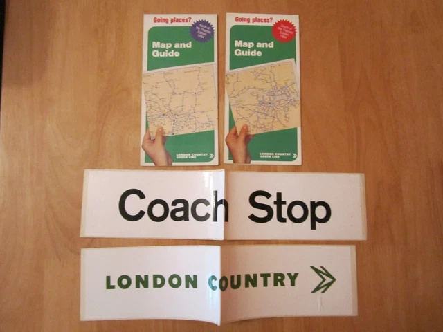 LONDON COUNTRY BUS map pair 1984 Green Line bus stop stickers £3.00 ...