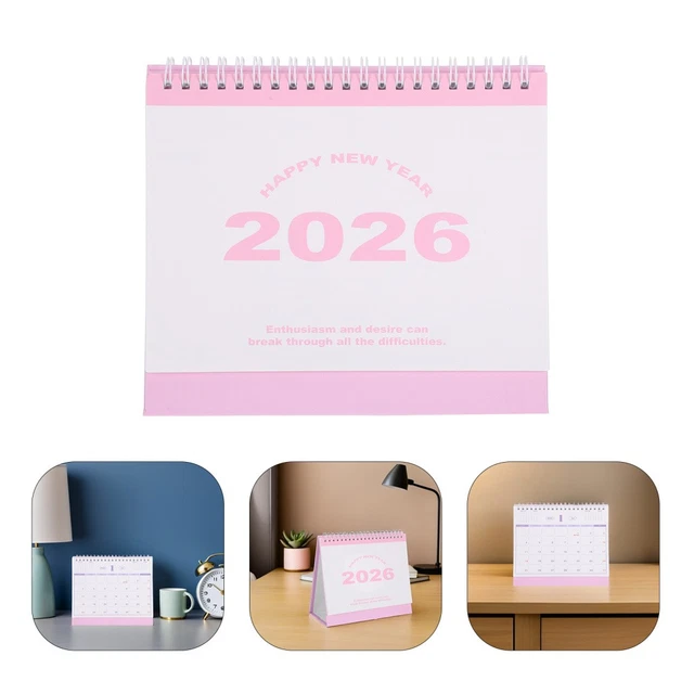 DESK FLIP CALENDAR: 2026 Minimalist Standing Flip Calendar - Monthly ...