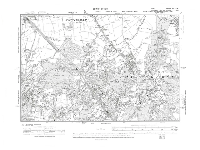 OLD MAP CHISLEHURST - Bromley OS Kent 8 SW 1910 £18.99 - PicClick UK