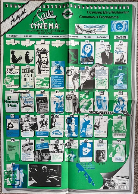SCALA CINEMA PROGRAMME Poster A2 size AUGUST 1980 £5.99 - PicClick UK