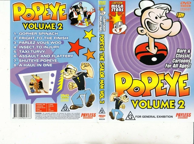 POPEYE-VOLUME 2-[8 EPISODES]-CARTOON Mega Stars-Animated CMS-DVD $29.95 ...