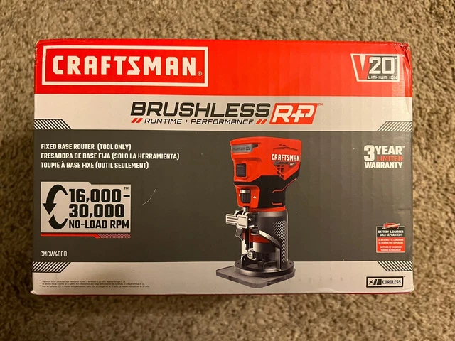 CRAFTSMAN CMCW400B 20V V20 R+P Cordless Brushless Fixed Base Router ...