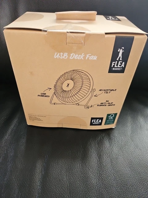 FLEA MARKET USB Powered Mini Desk Fan Adjustable Tilt Brand New In Box ...