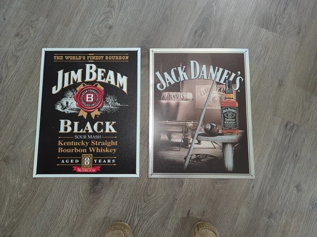JACK DANIELS JIM Beam Pool Room Metal Bar Signs 16 x 12 In Man Cave Lot ...