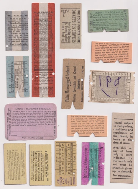 VINTAGE UK RAILWAY Bus Tickets 1940s-1960s GCR LMSR London Transport ...
