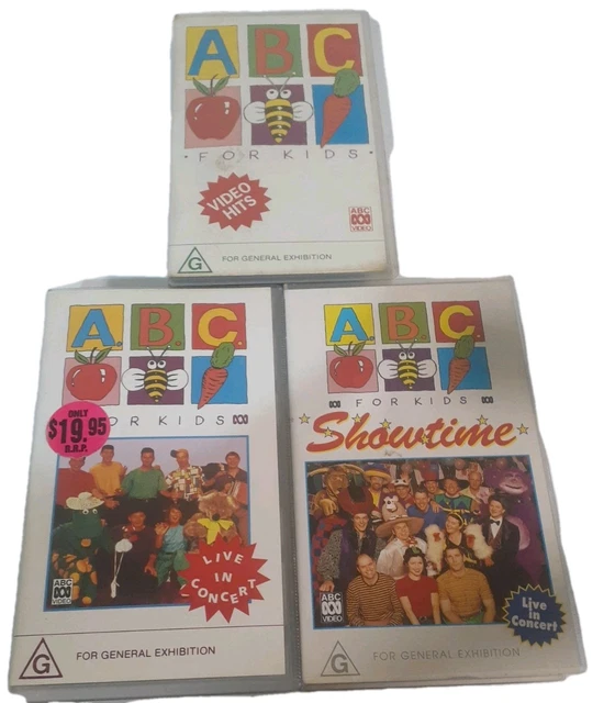 VINTAGE VIDEO VHS Abc Kids Bundle Wiggles Concert Video Hits And ...