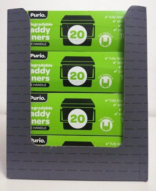 PURIO BIODEGRADABLE CADDY Bin Liners 15 Litre Compostable Food Waste ...