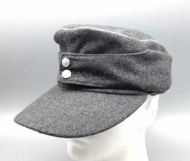 WWII WW2 MILITARY German Wh Em Officer M43 Panzer Wool Field Cap Grey ...