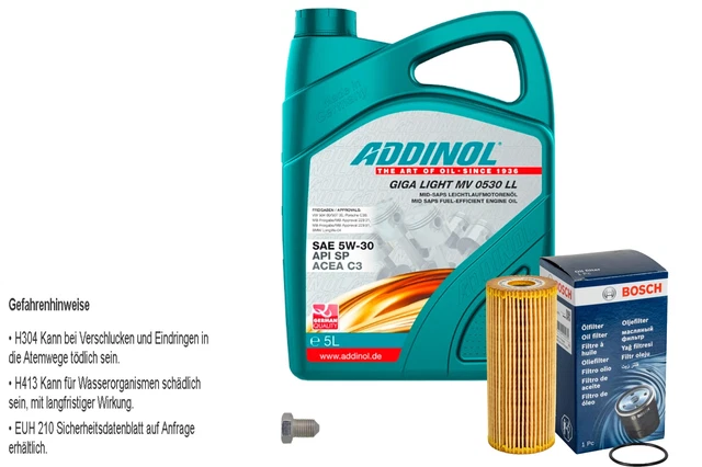 BOSCH INSPECTION SET 5 L ADDINOL GIGA LIGHT MV 5W-30 pour VW Caddy II Boîtier EUR 76,38 ...