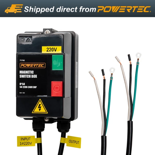 POWERTEC 71740 SINGLE-PHASE Magnetic Switch Box, 220/240V, 21-25 Amp ...