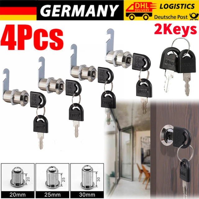 4STK BRIEFKASTENSCHLOSS SCHRANKSCHLOSS Möbelschloß 20, 25, 30 mm Hebelschloß Spind EUR 11,25 ...