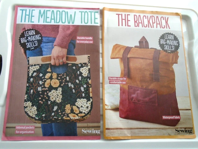 SEWING PATTERN BUNDLE bags the backpack +the meadow tote unopened ...