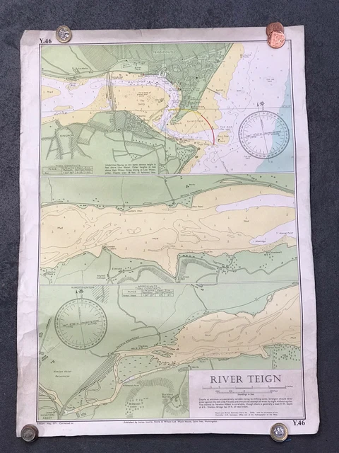 RIVER TEIGN ADMIRALTY Sea Chart Y43 (410mm X 580mm) - 1971 - Devon ...