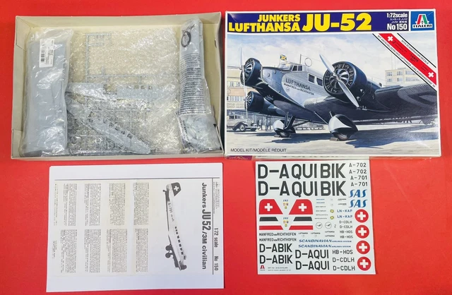 ITALERI 1/72 JUNKERS Lufthansa Ju-52 Scale Model Kit £26.00 - PicClick UK