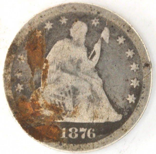 1876 SEATED LIBERTY Quarter Dollar Silver 25 Cent Coin Philadelphia Mint EUR 17,15 - PicClick DE